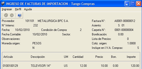 Circuito de importación