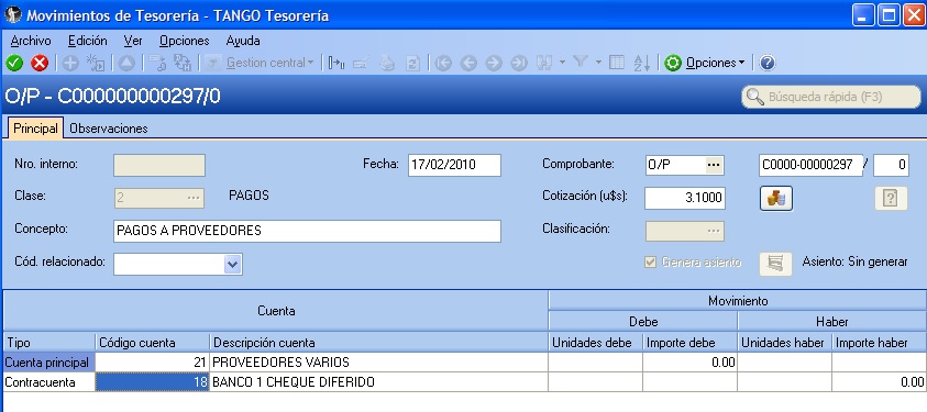 Cómo cargar los cheques diferidos